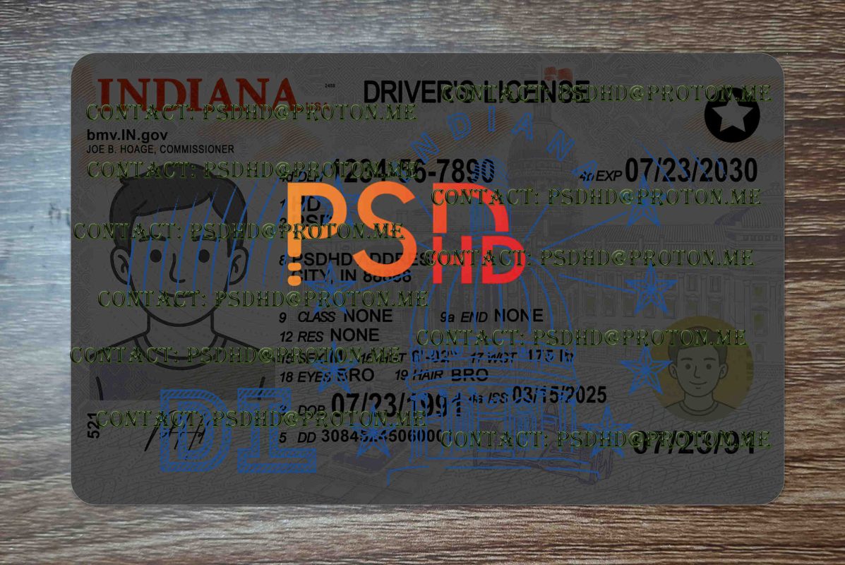 Indiana Drivers License Template New V1 2400 DPI