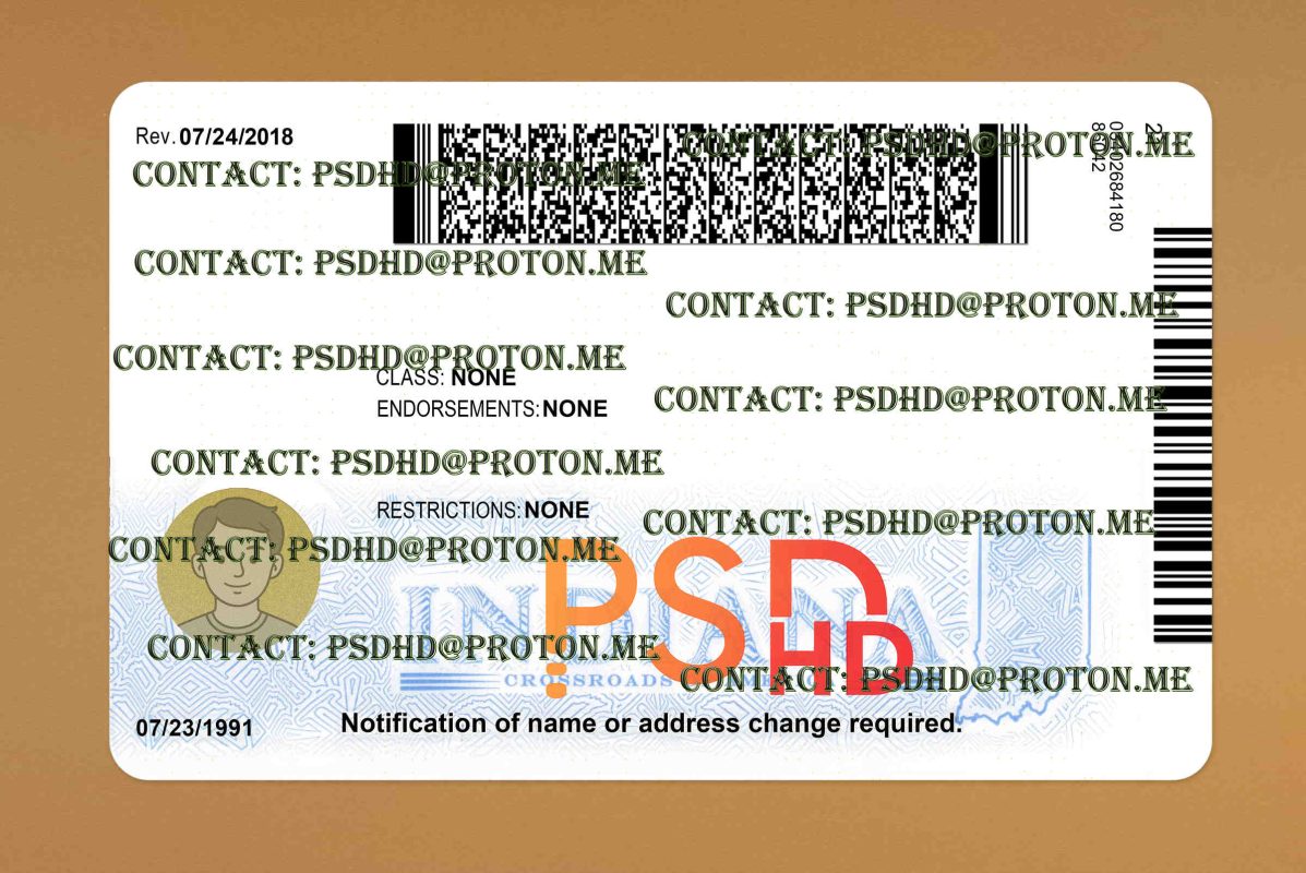 Indiana Drivers License Template New V1 2400 DPI