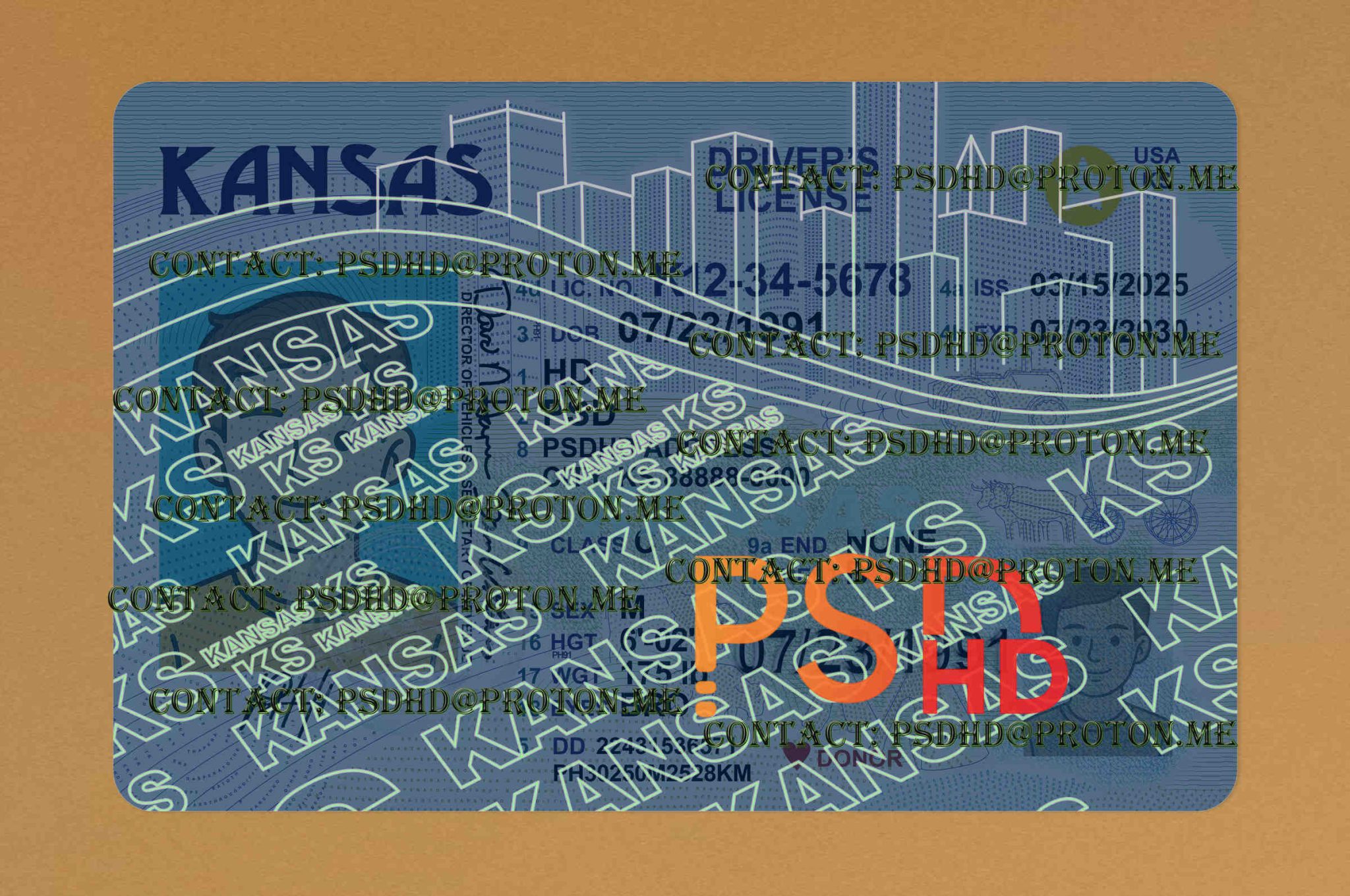 Kansas Drivers License Template New V1 1200 DPI
