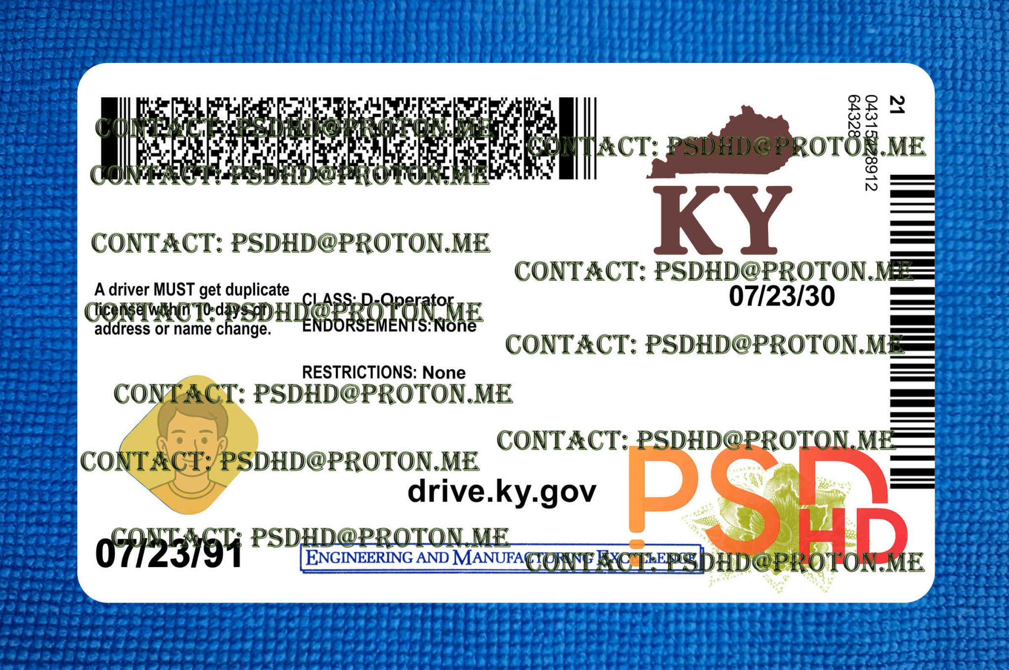 Kentucky Drivers License Template New V1 1200 DPI