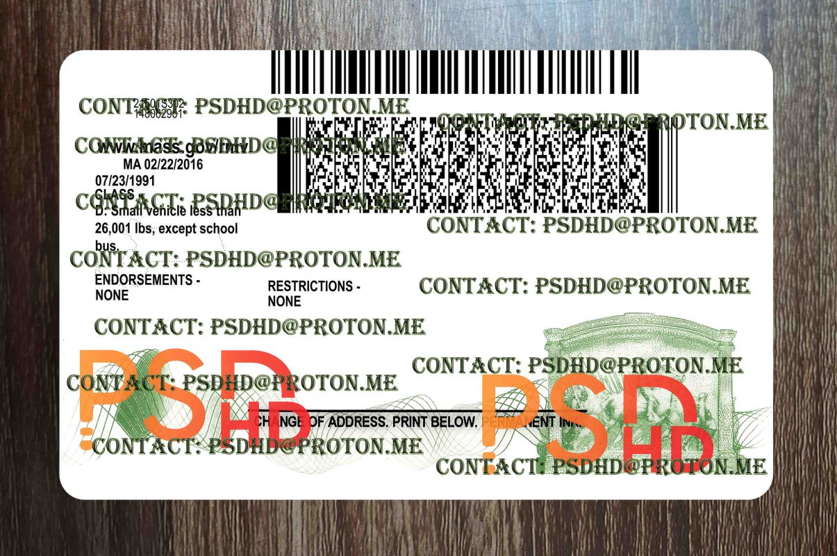 Massachusetts Drivers License Template New V1 1200 DPI
