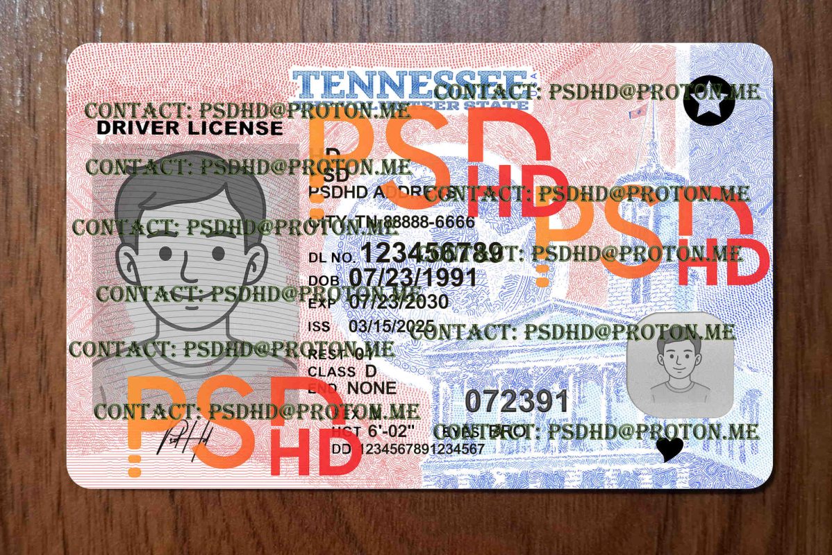 Tennessee Drivers License Template – Editable PSD 2400 DPI
