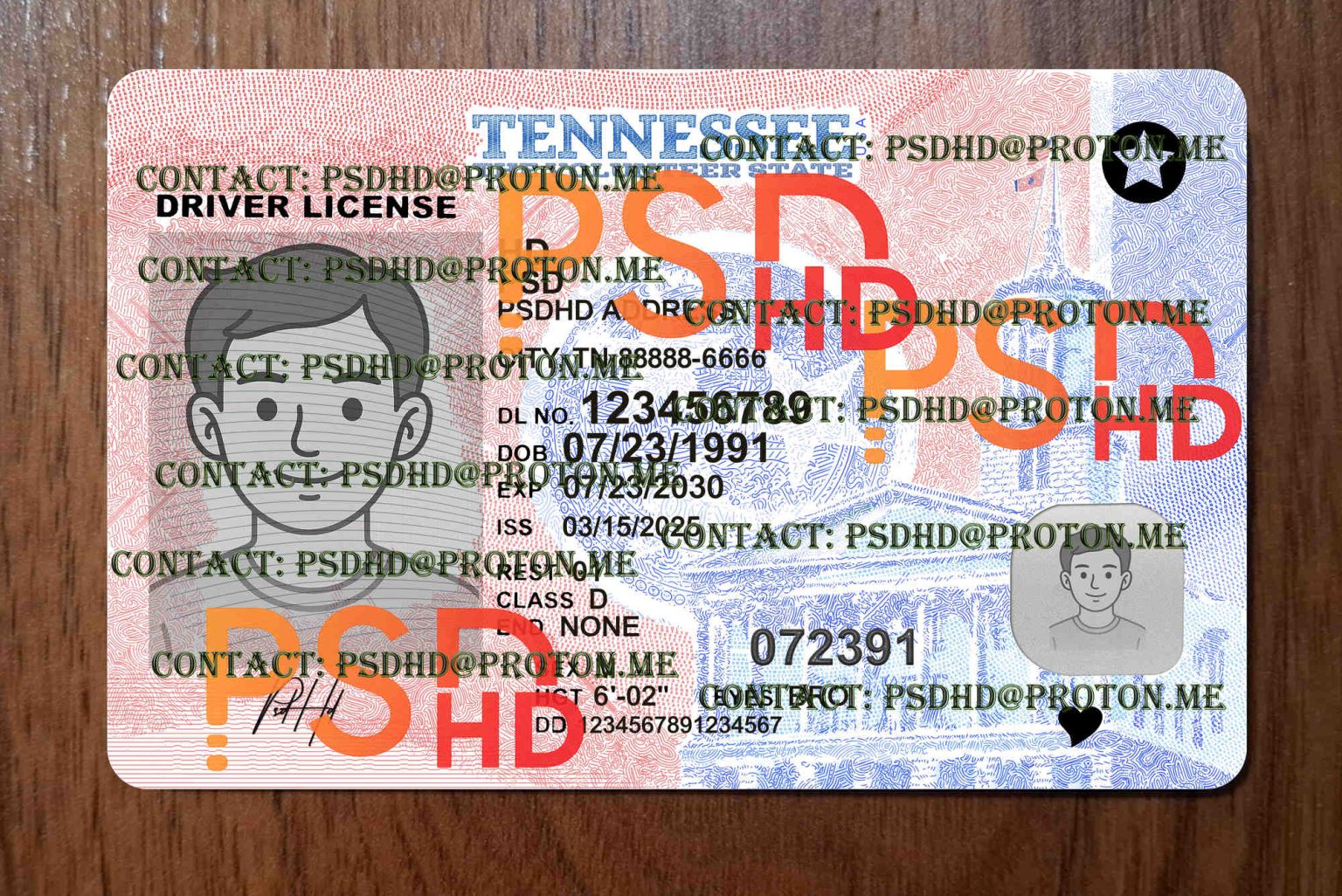 Tennessee Drivers License Template – Editable PSD 2400 DPI