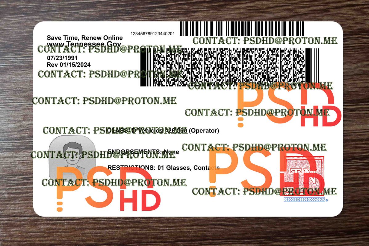 Tennessee Drivers License Template – Editable PSD 2400 DPI